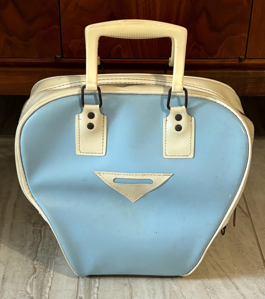 Vintage AMF Magic Triangle Light Blue and off White Bowling Ball Bag - Etsy