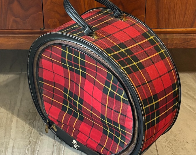Vintage Atlantic Red Plaid Hat Box - Etsy