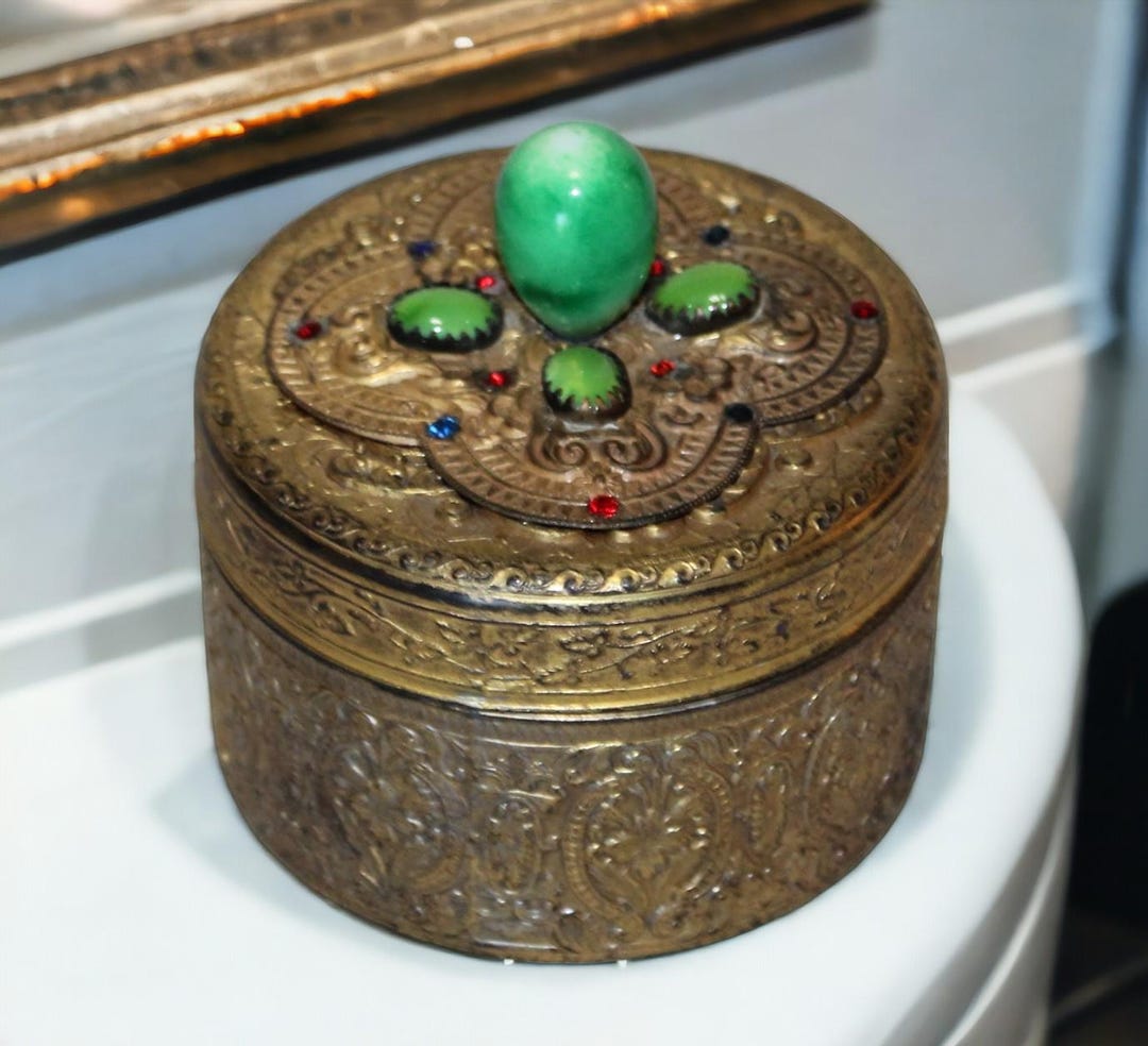 Antique / Vintage Middle Eastern Lidded Trinket Jewelry Stash Box - Etsy