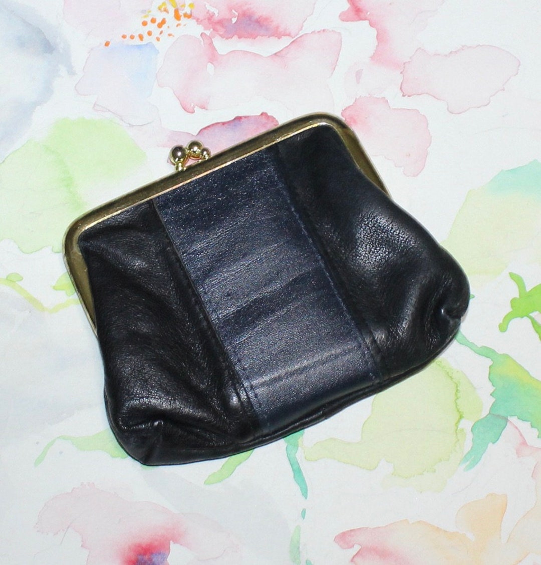 Vintage Lady Buxton Black and Dark Blue Leather Coin Purse - Etsy