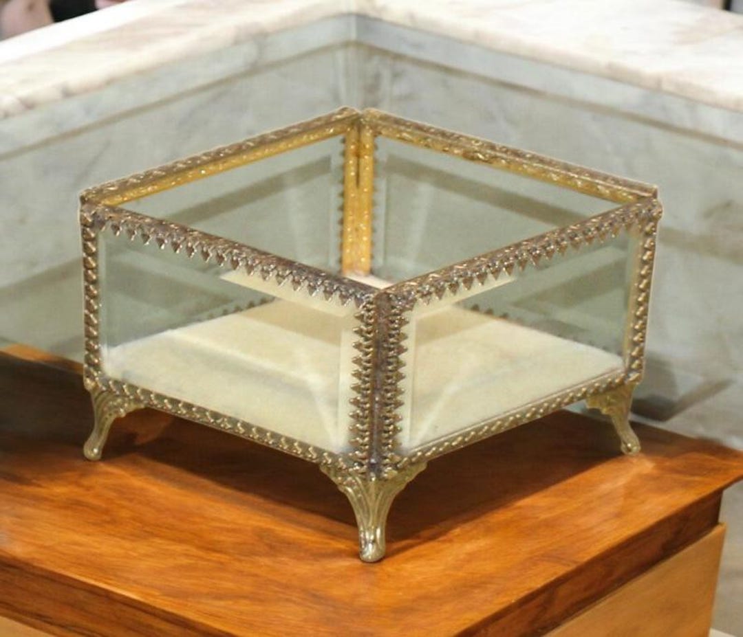 Vintage Stylebuilt Glass and Gold Gilded Diamond Shaped Jewelry Box - Etsy