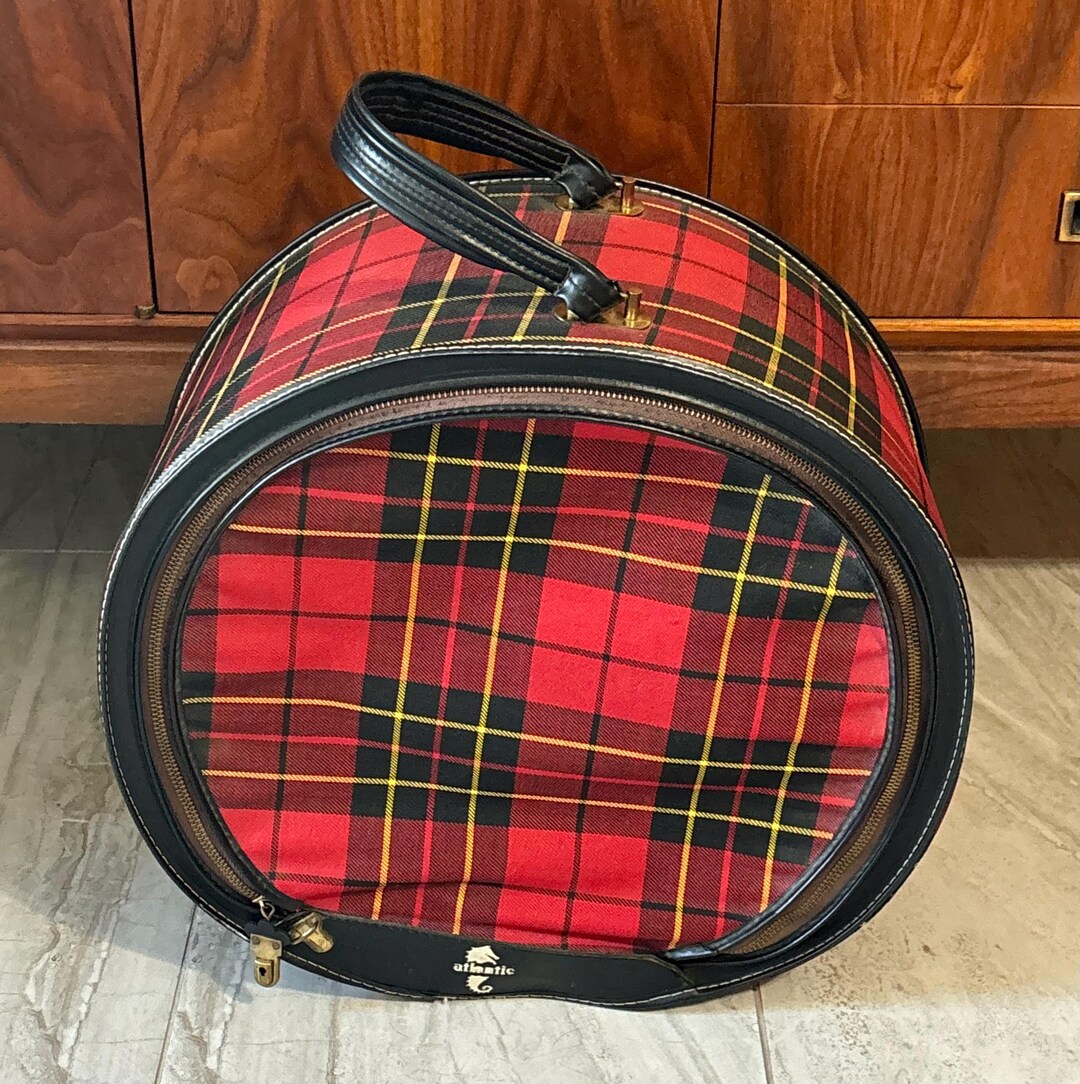 Vintage Atlantic Red Plaid Hat Box - Etsy