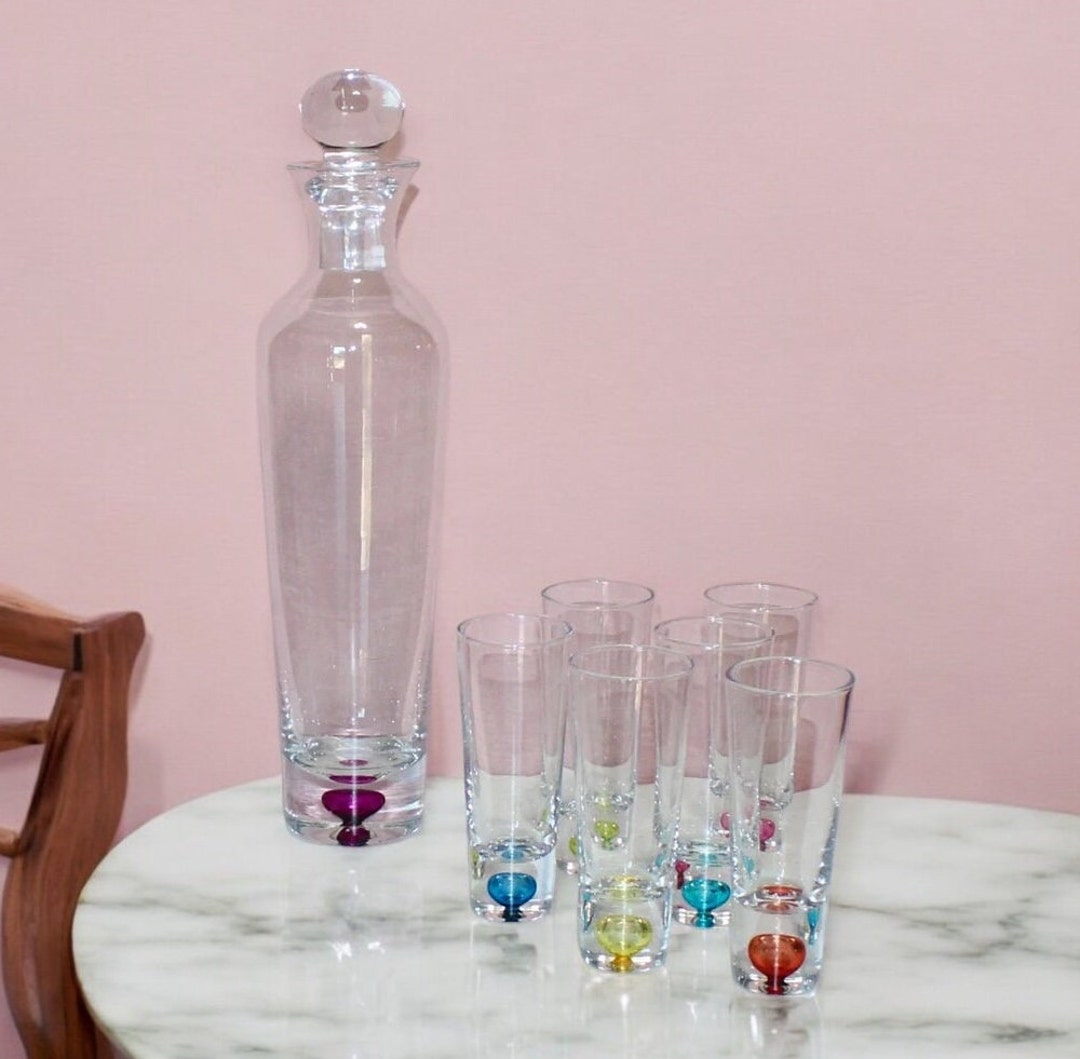 Beautiful Colored Bubble Base Cocktail Set With 6 Bubble Shot Glasses ...