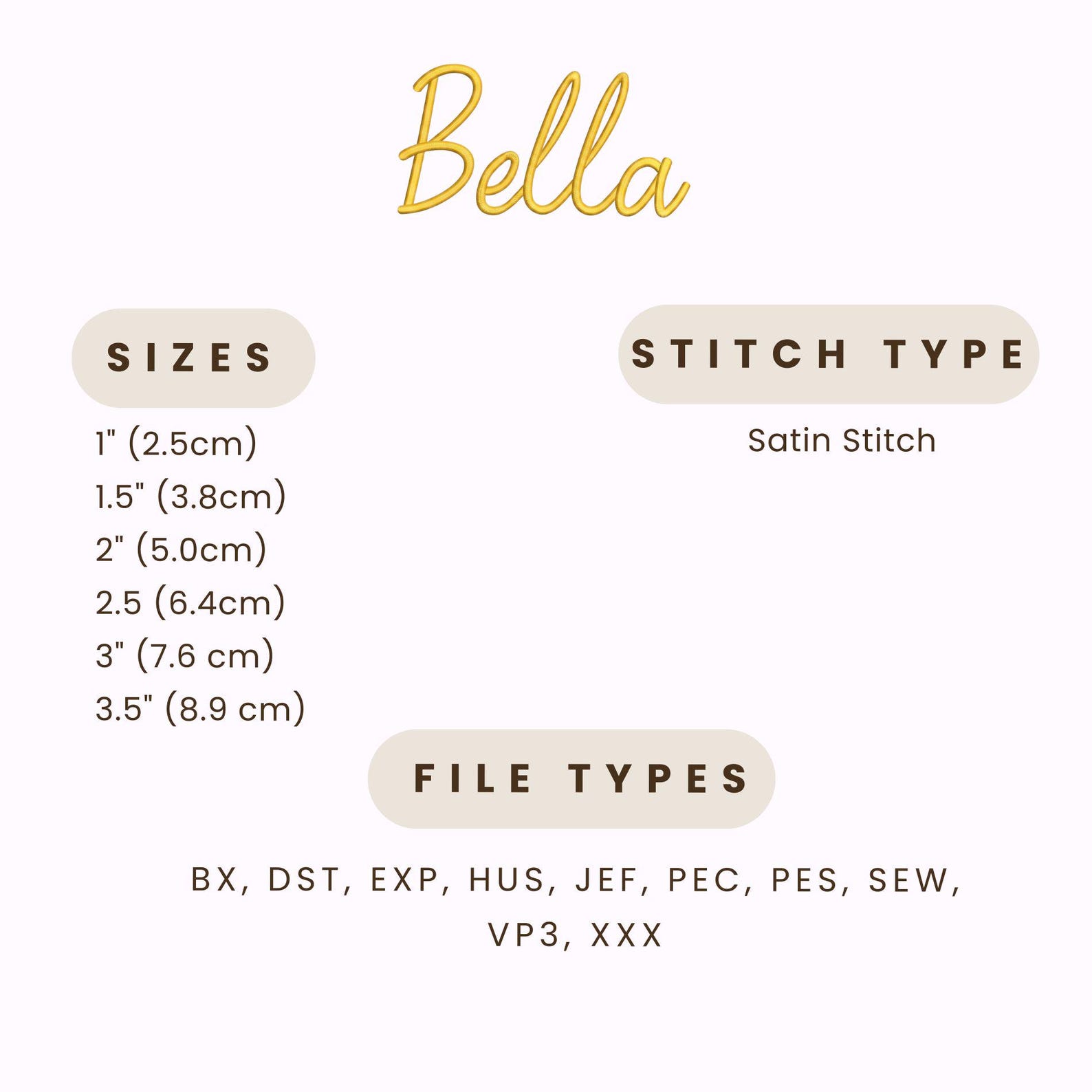 Bella Script Embroidery Font - Modern Script - Machine Embroidery ...