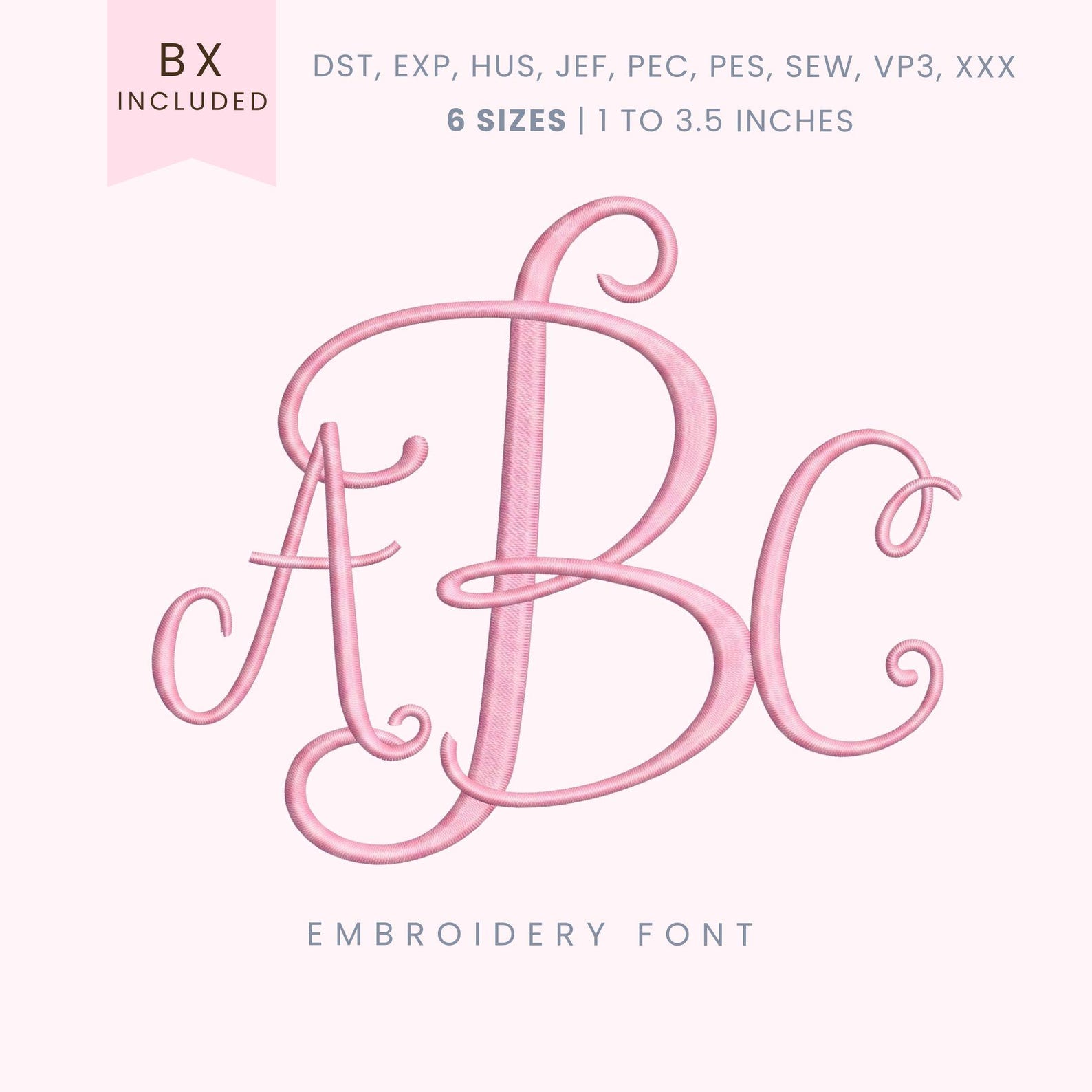 Script Monogram Embroidery Font - Cursive Embroidery Font - Machine ...