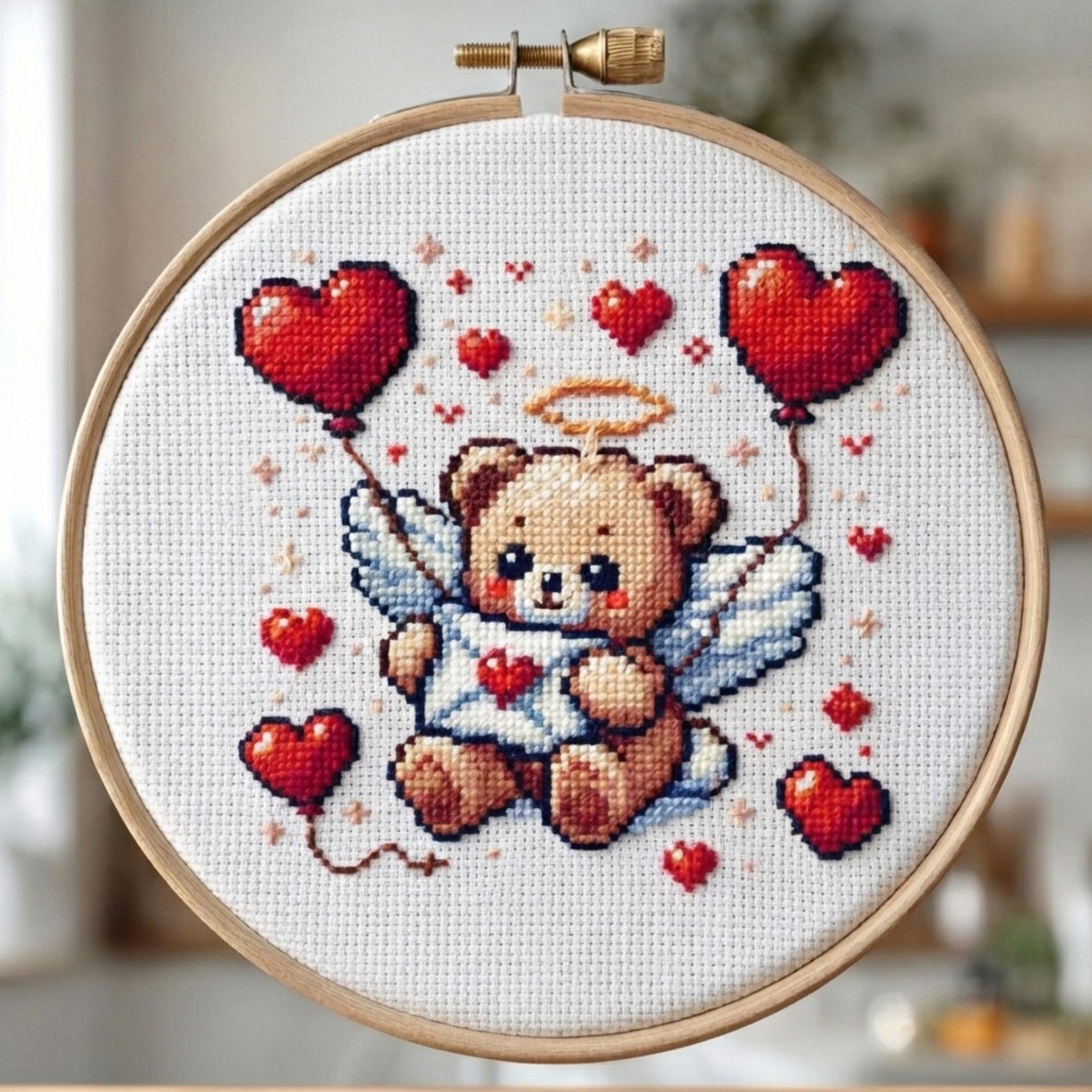 Valentine Cross Stitch Pattern PDF, Cute Cupid Bear, Instant Download ...