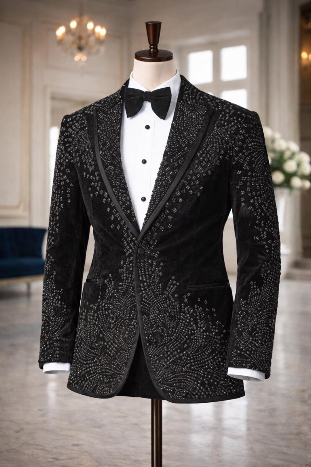 Embroidered Tuxedo Blazer for Groom- Wedding Outfit - Made to Order ...