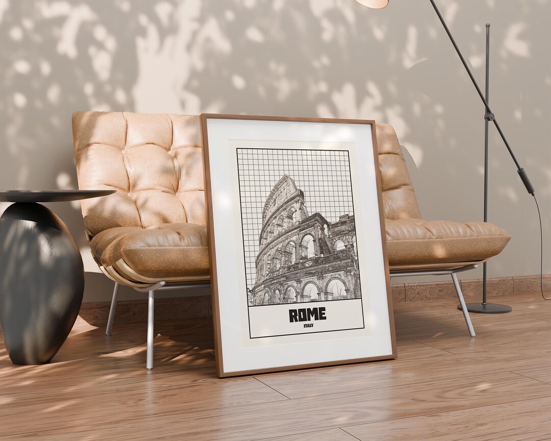 Architecture Blueprint Poster, Colosseum Blueprint Wall Art Print, Rome ...
