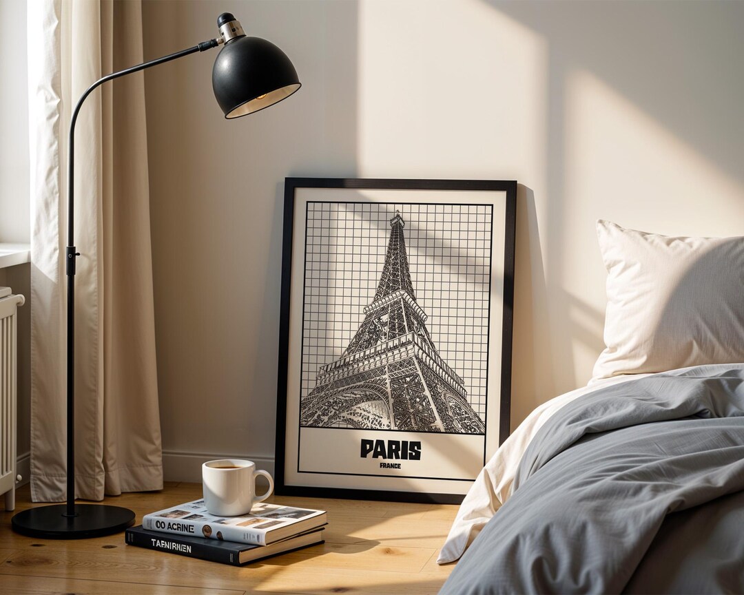 Architecture Blueprint Poster, Paris Eiffel Tower France Minimal ...
