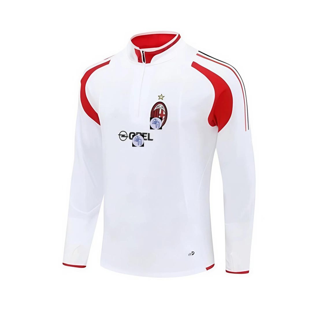 AC Milan Football Training Top | White Long Sleeve Soccer Warm-up - Etsy