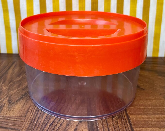 Vintage Orange Plastic Storage Container - Etsy