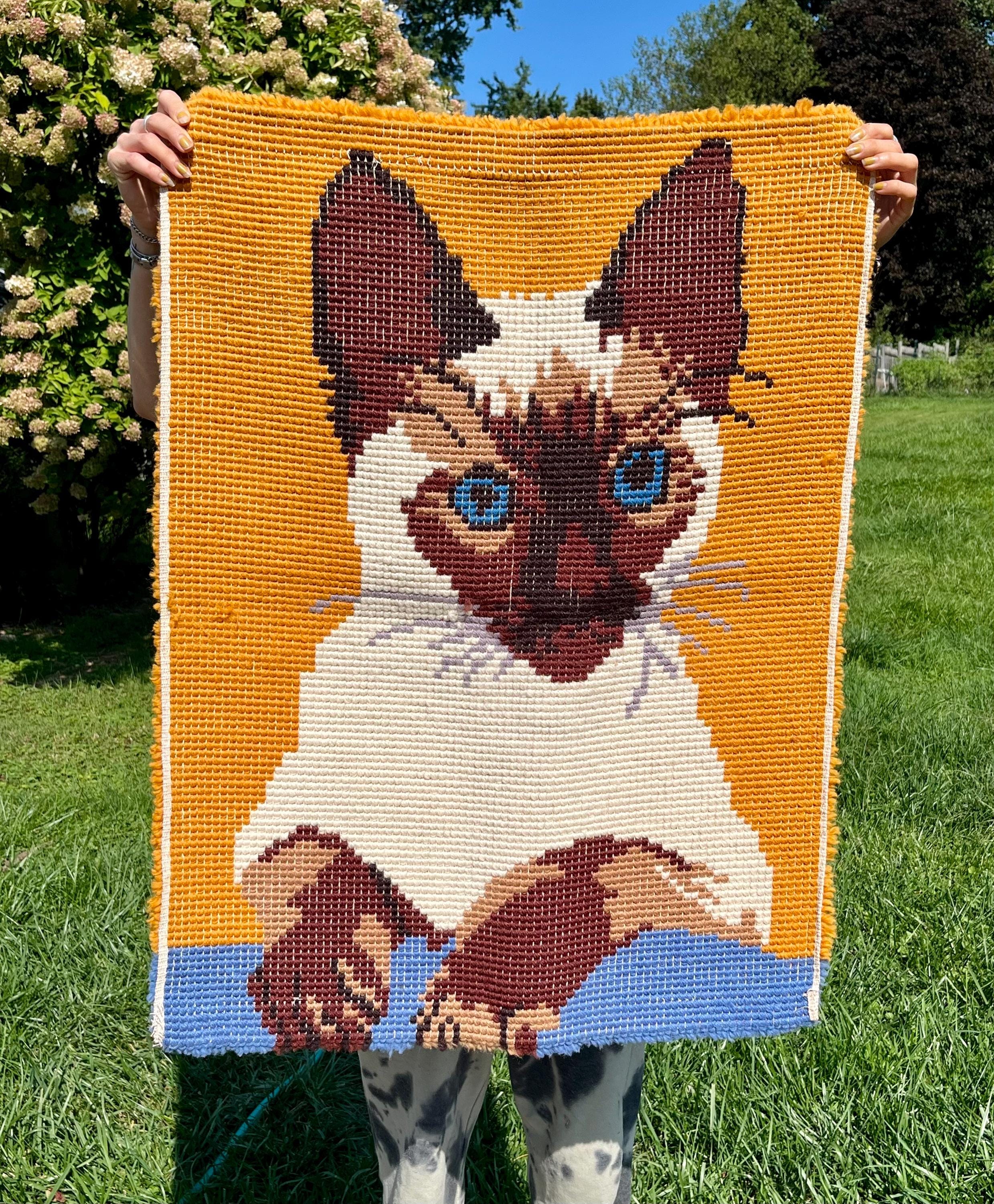 Vintage Siamese Cat Orange Background Rug Hook Wall Hanging - Etsy
