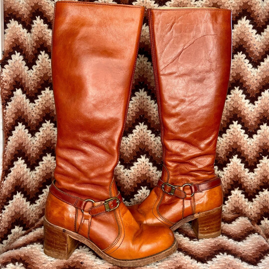 True Vintage 1970’s Dexter Bootmakers Brown Leather Women’s Knee High ...