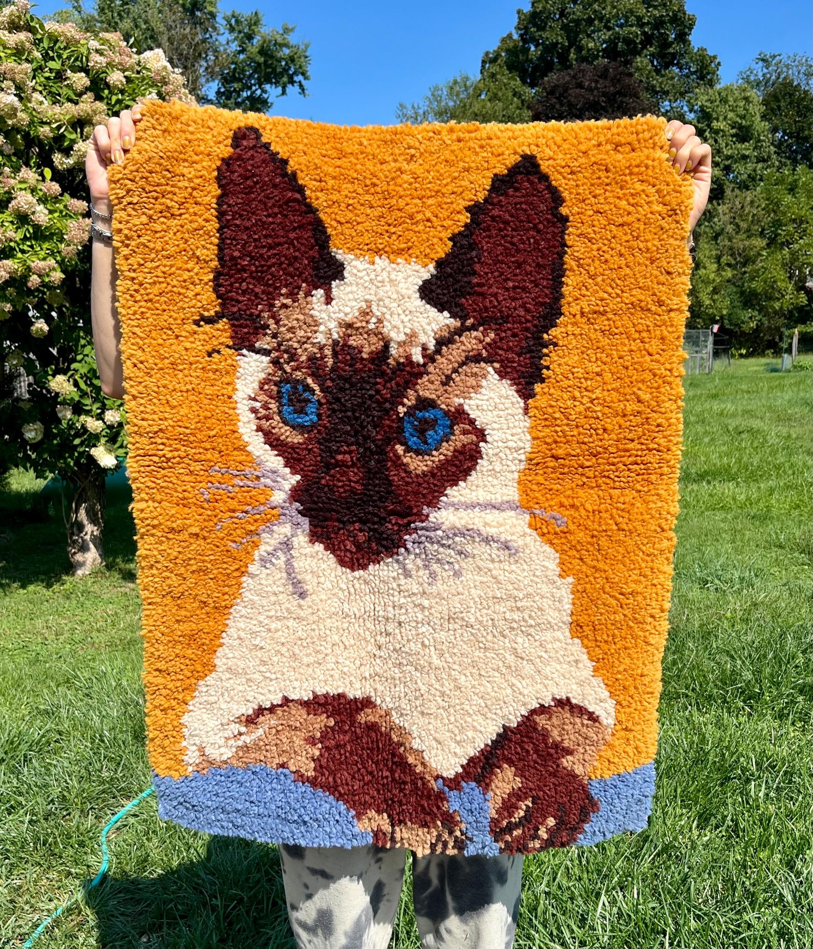 Vintage Siamese Cat Orange Background Rug Hook Wall Hanging - Etsy
