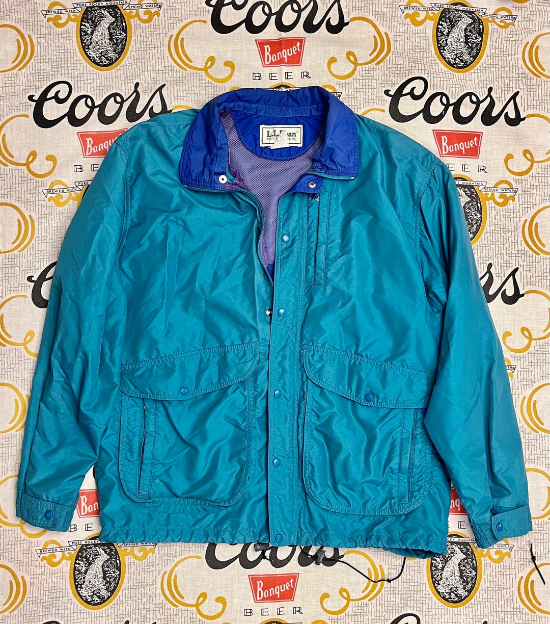 Vintage Llbean 90’s Teal Zip-up Rain Jacket - Etsy