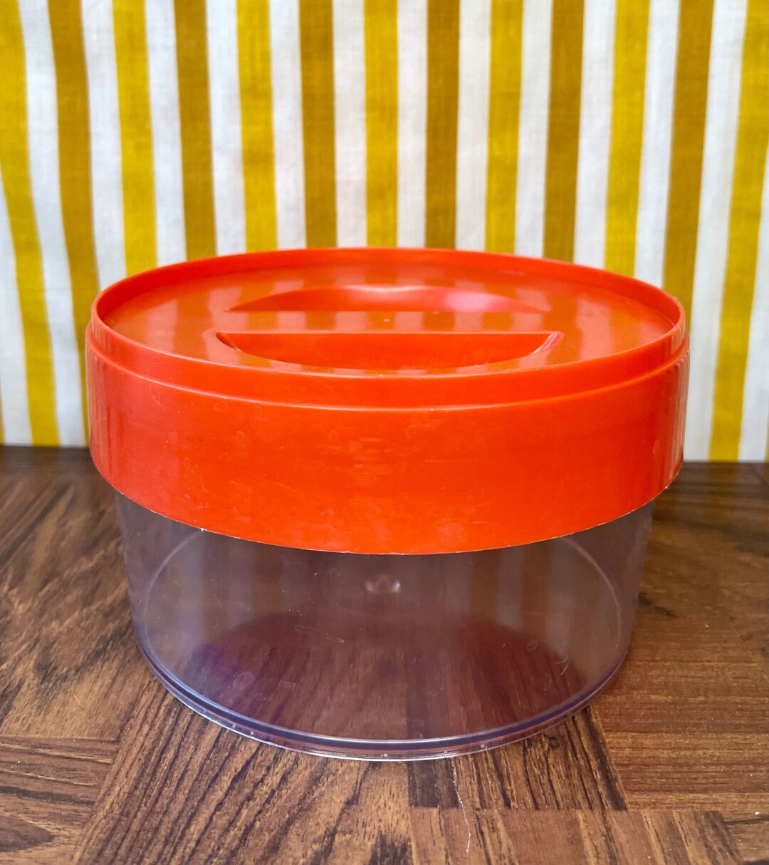 Vintage Orange Plastic Storage Container - Etsy