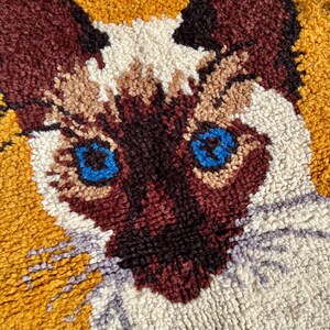 Vintage Siamese Cat Orange Background Rug Hook Wall Hanging - Etsy