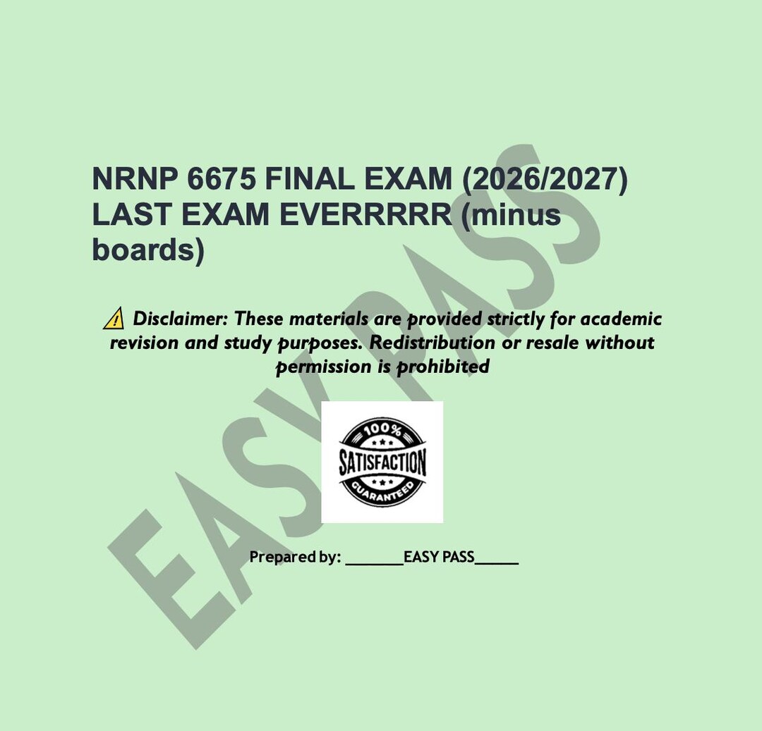 NRNP 6675 FINAL EXAM (2026/2027) - Etsy