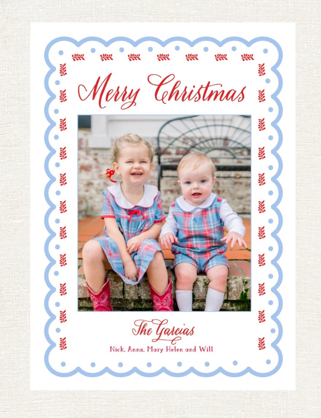 Scalloped Edge Christmas Card - Etsy