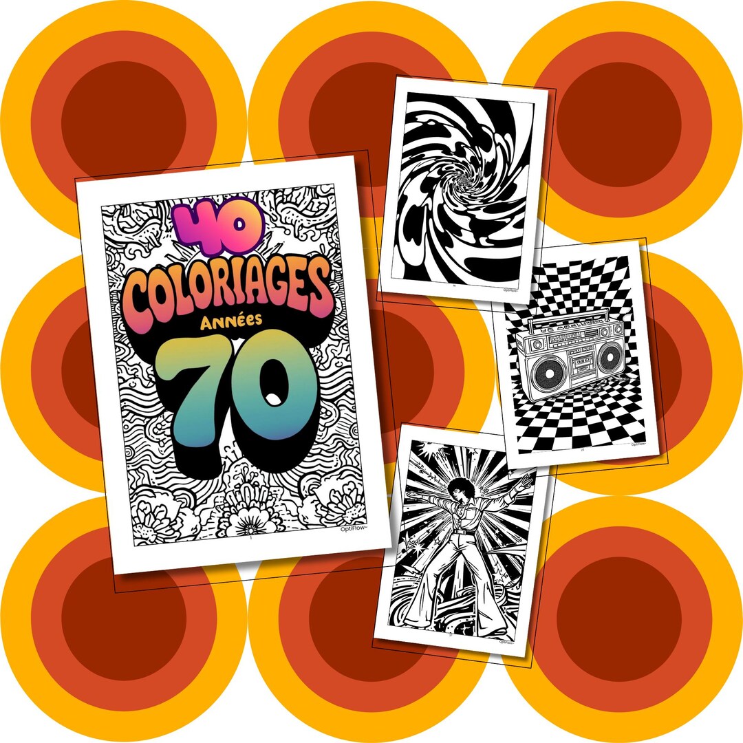 70s Coloring Pages • Retro Psychedelic Designs • Adult Coloring Book ...