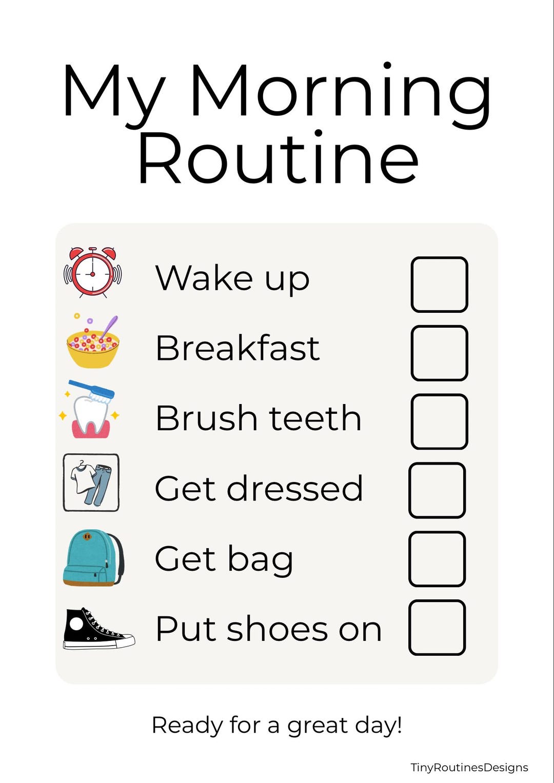 Toddler Morning Routine Chart Printable | Visual Schedule for Kids ...