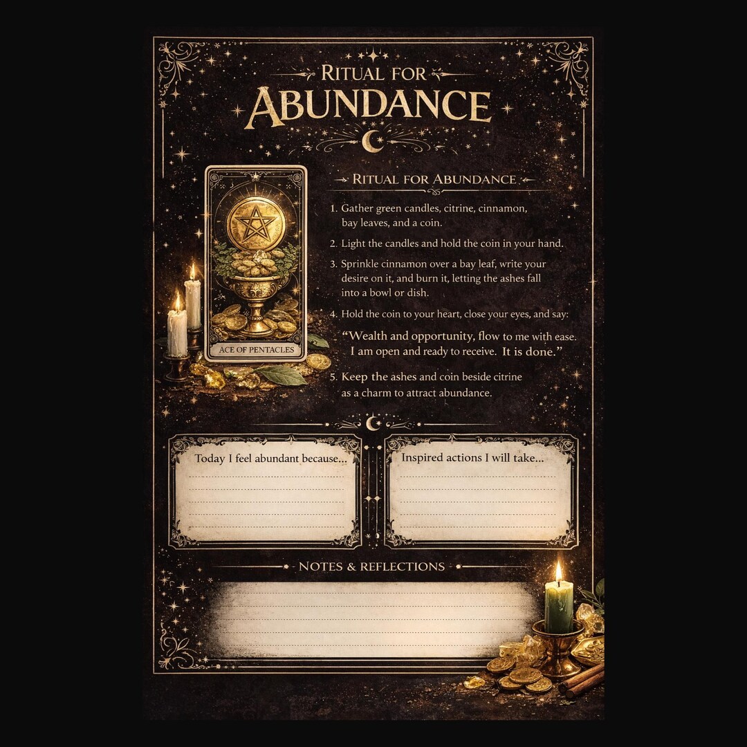 Abundance Ritual Page | Dark Feminine Tarot, Prosperity Spell (digital ...