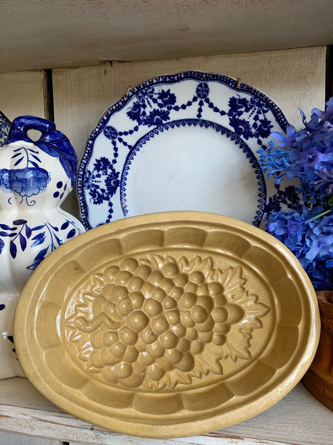 Yellow Ware Pottery Pudding Mold Bunch of Grapes - Etsy