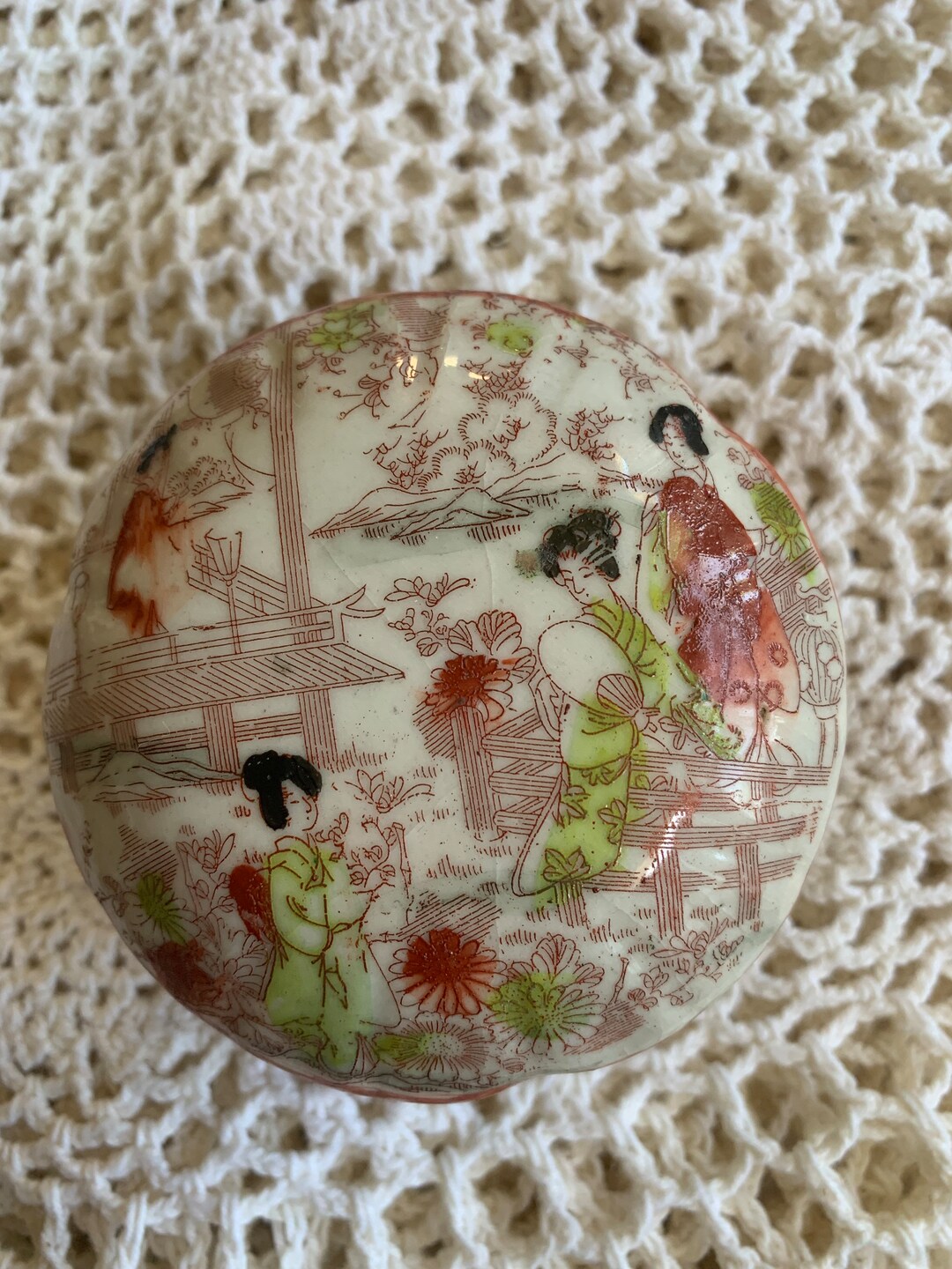 Vintage Japanese Porcelain Trinket Box Four Geishas - Etsy