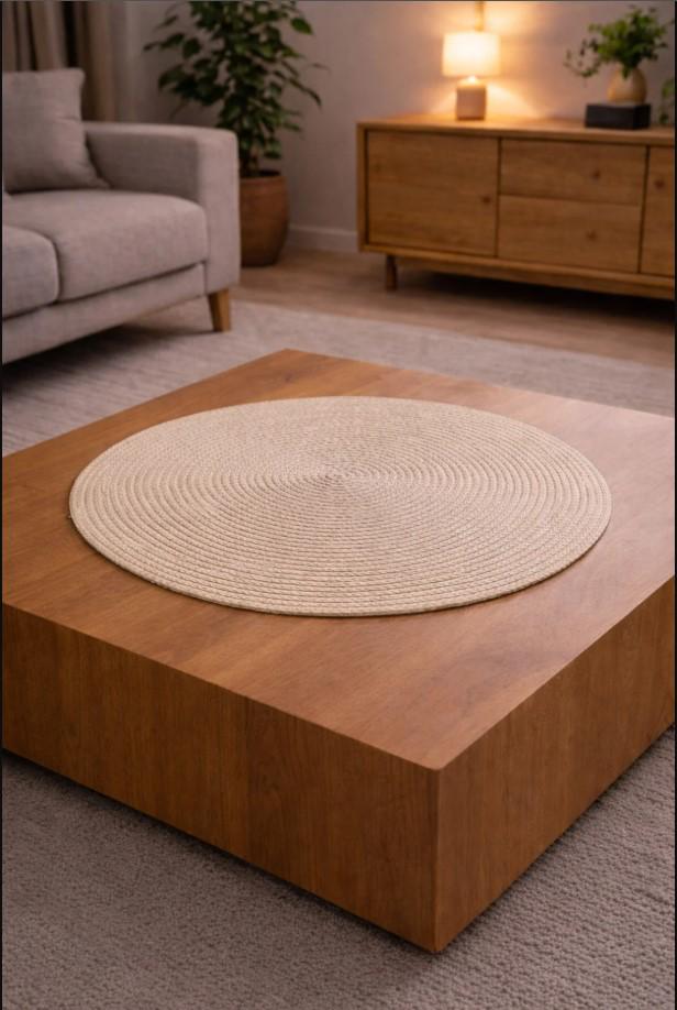 Woven Cotton Rope Centerpiece, 20-inch Round Table Runner, Beige ...
