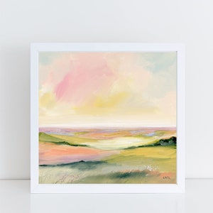 Landscape Art Print, Prairie, Sunset, Fields, Landscape Painting ...
