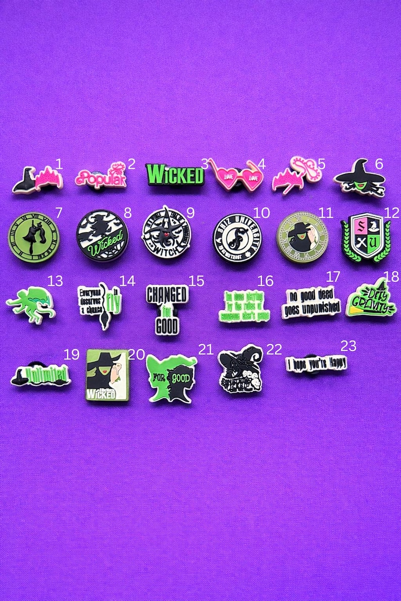 Wicked Shoe Charms - Wicked Movie Shoe Charms - Glinda Shoe Charms ...