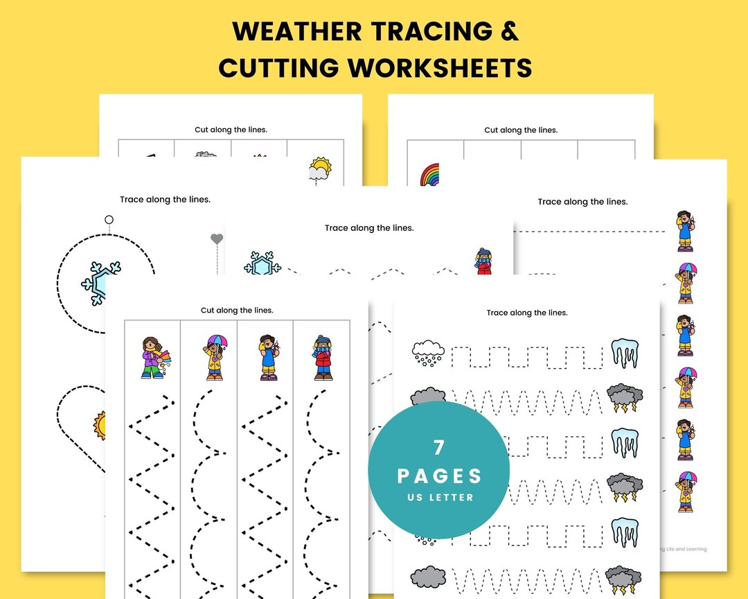Weather Tracing and Cutting Worksheets, Preschool Scissor Skills ...