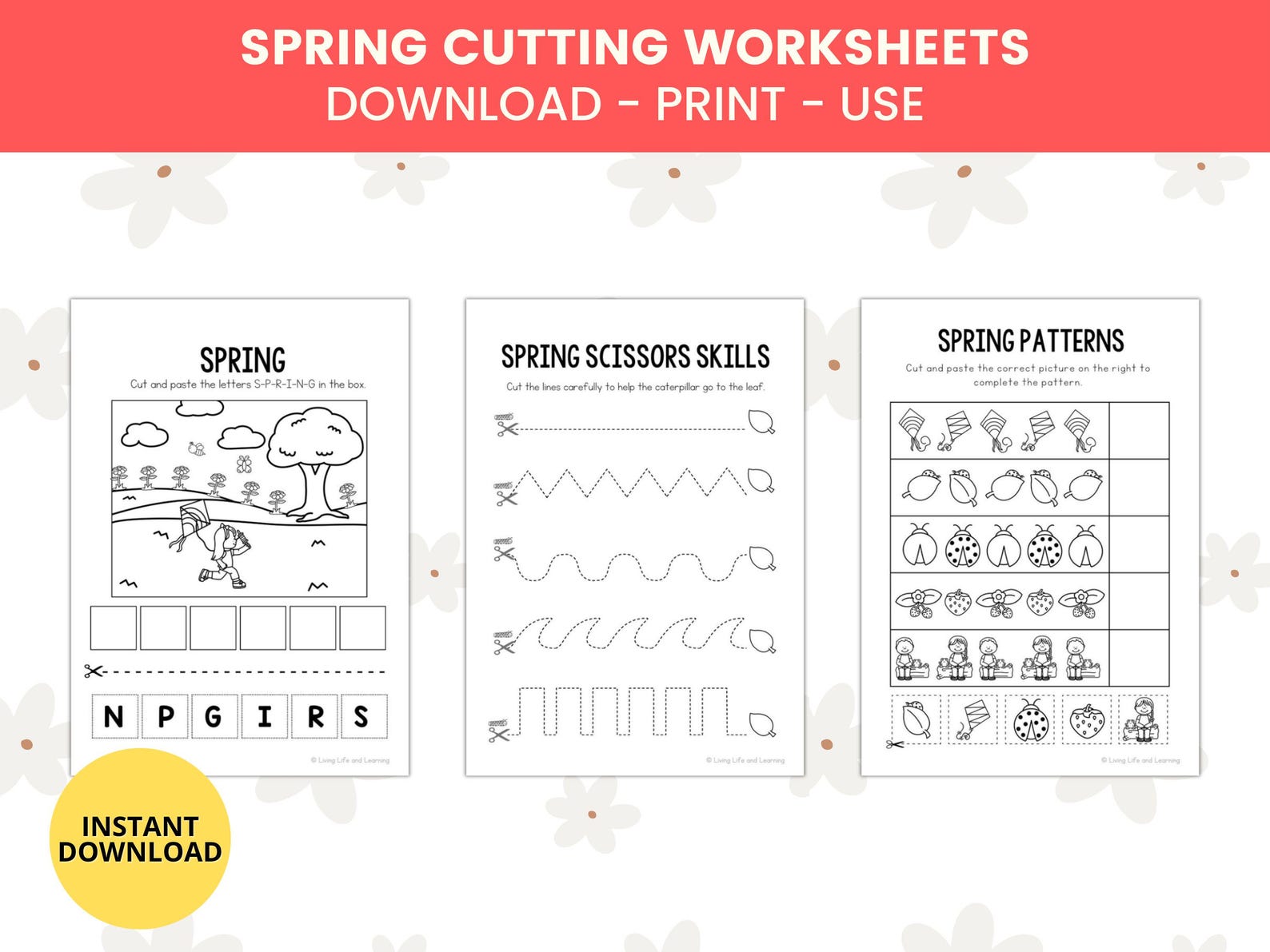 Spring Cutting Worksheets | Preschool Scissor Skills Activities ...