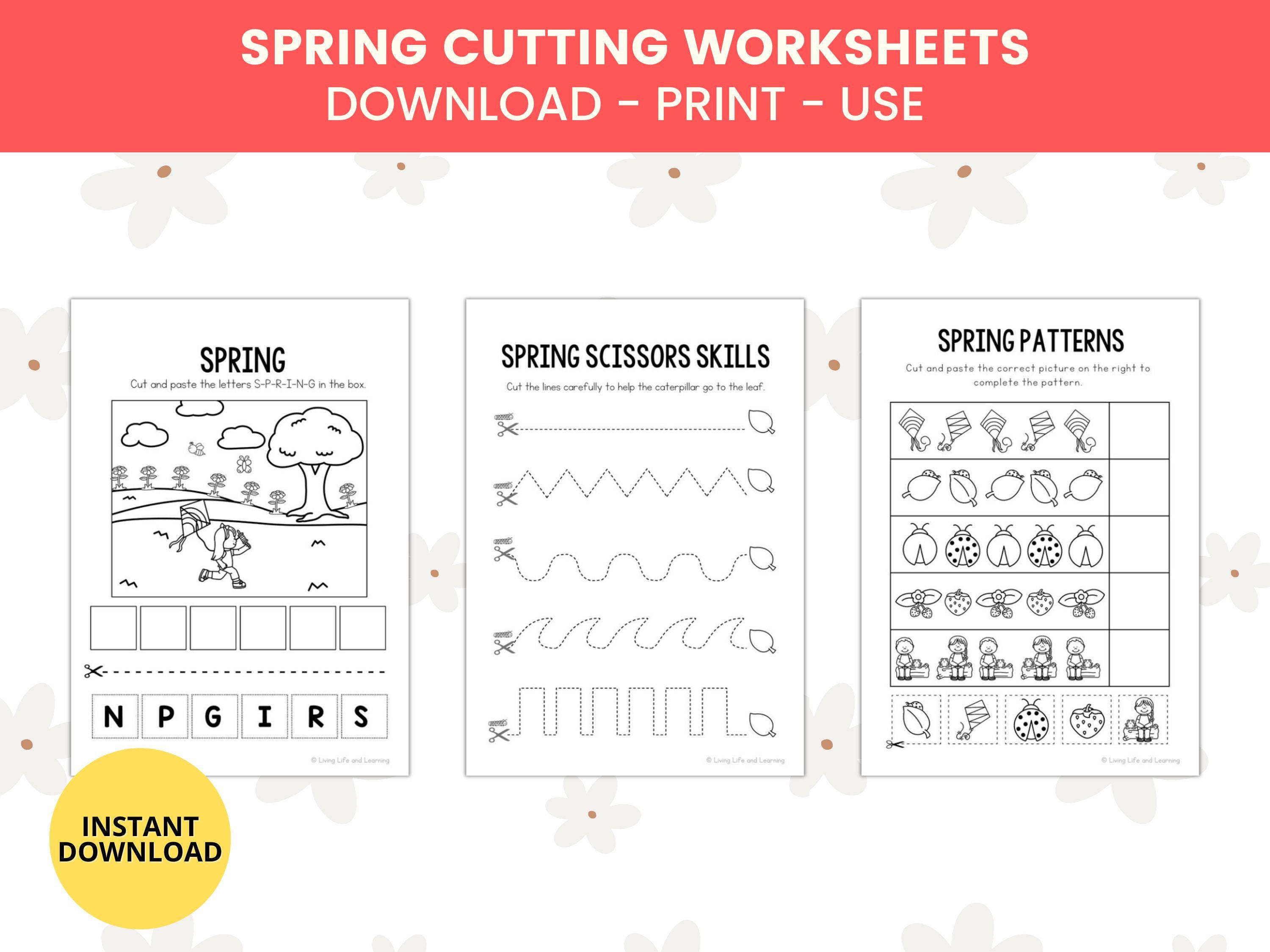 Spring Cutting Worksheets | Preschool Scissor Skills Activities ...