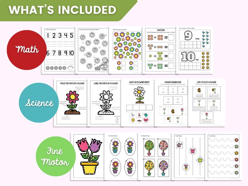 Flower Unit Study, Printable Flower Activity Pack, Spring Literacy Set ...