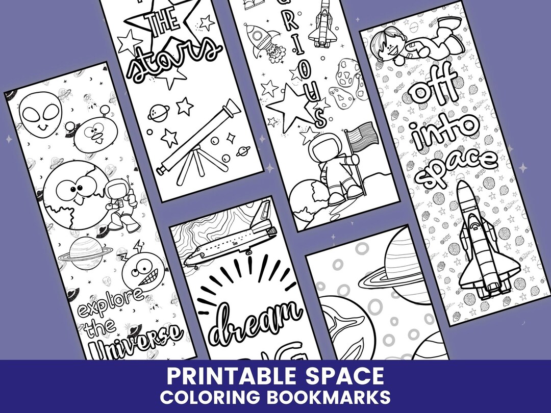 Printable Space Coloring Bookmark for Kids | Space Theme Bookmarks ...