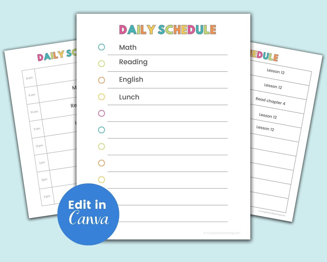 Editable Daily Homeschool Schedule | Customizable Homeschool Planner ...