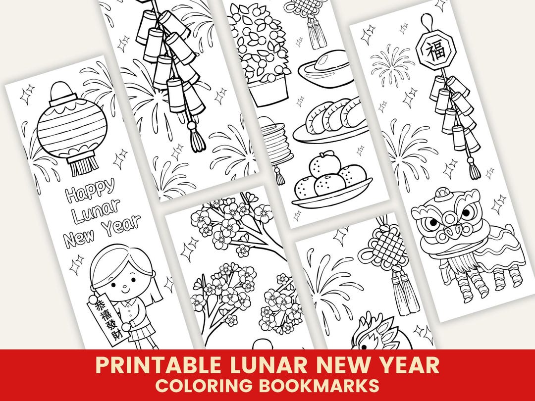 Printable Lunar New Year Coloring Bookmarks | Chinese New Year Activity ...