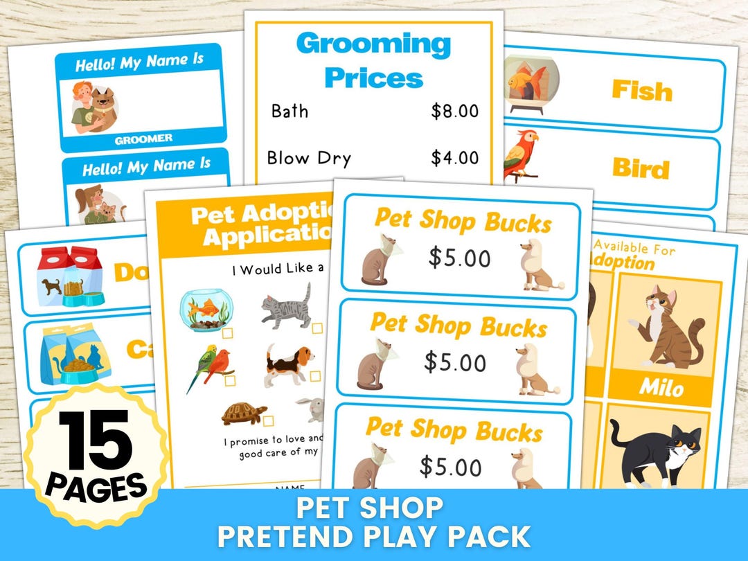 Pet Shop Pretend Play Printables, Pet Store Dramatic Play Set ...