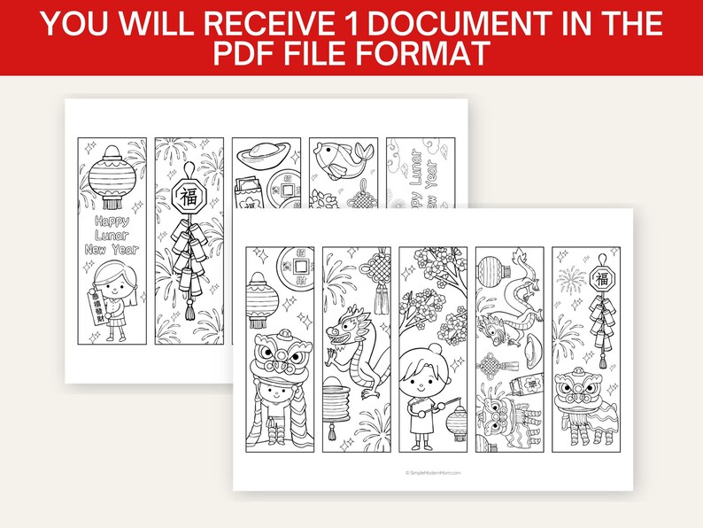 Printable Lunar New Year Coloring Bookmarks | Chinese New Year Activity ...