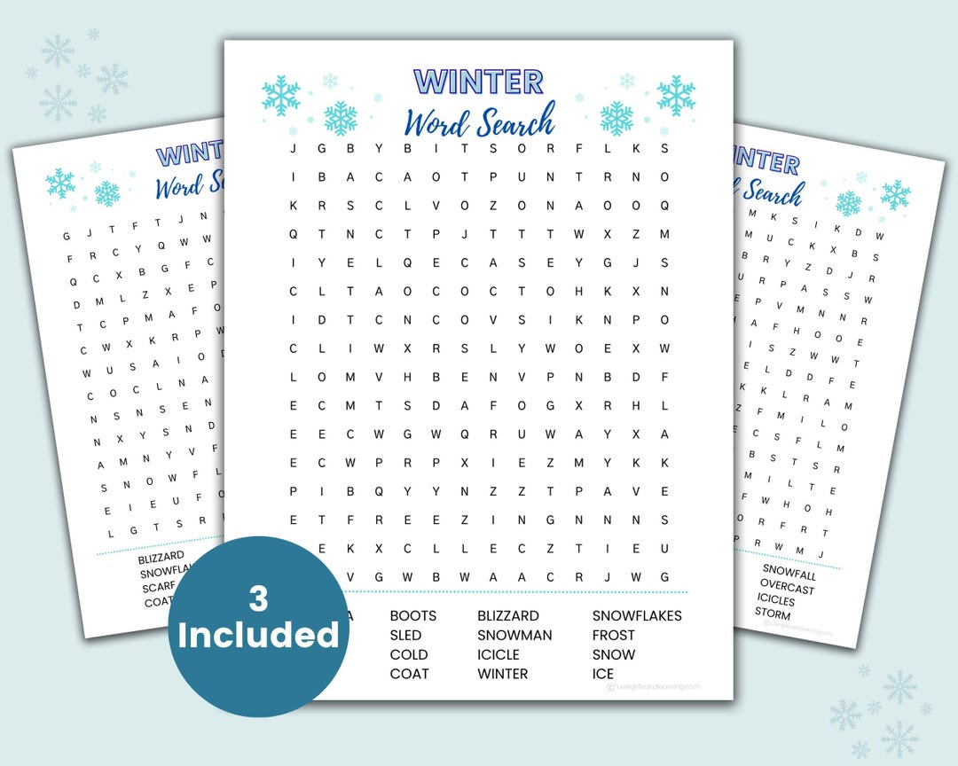 Winter Word Search Printables | Winter Word Search for Kids | Winter ...