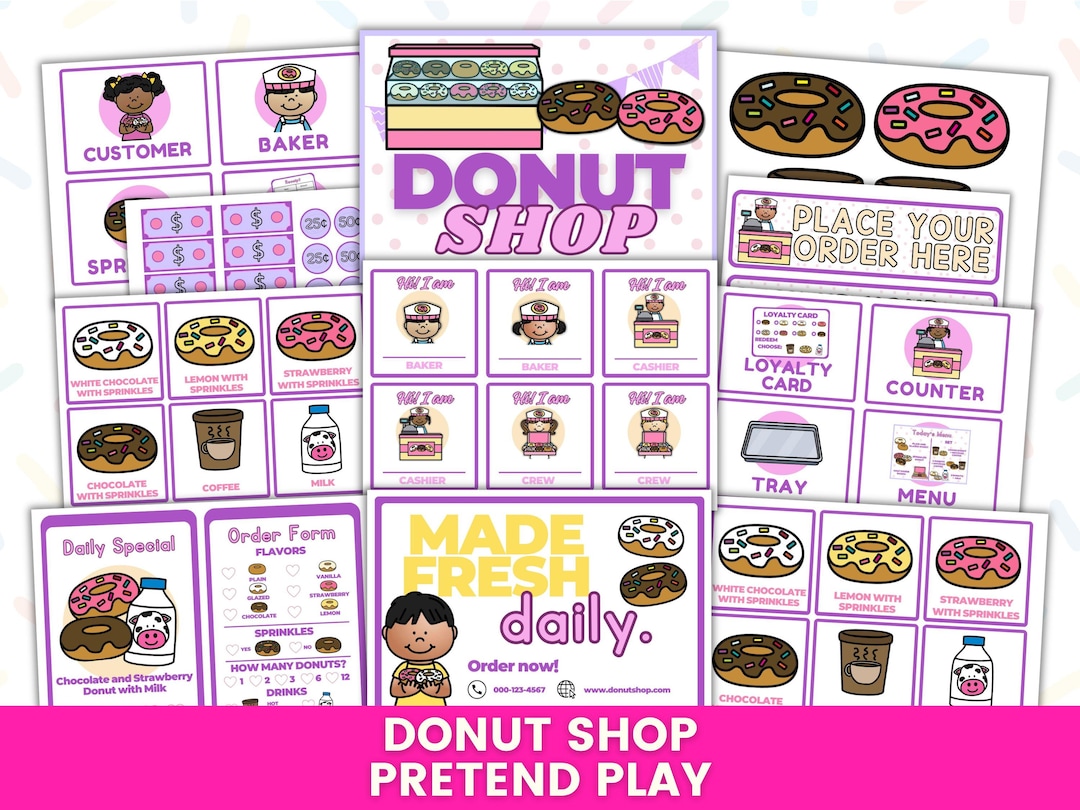 Donut Shop Pretend Play Printables | Donut Dramatic Play Center ...