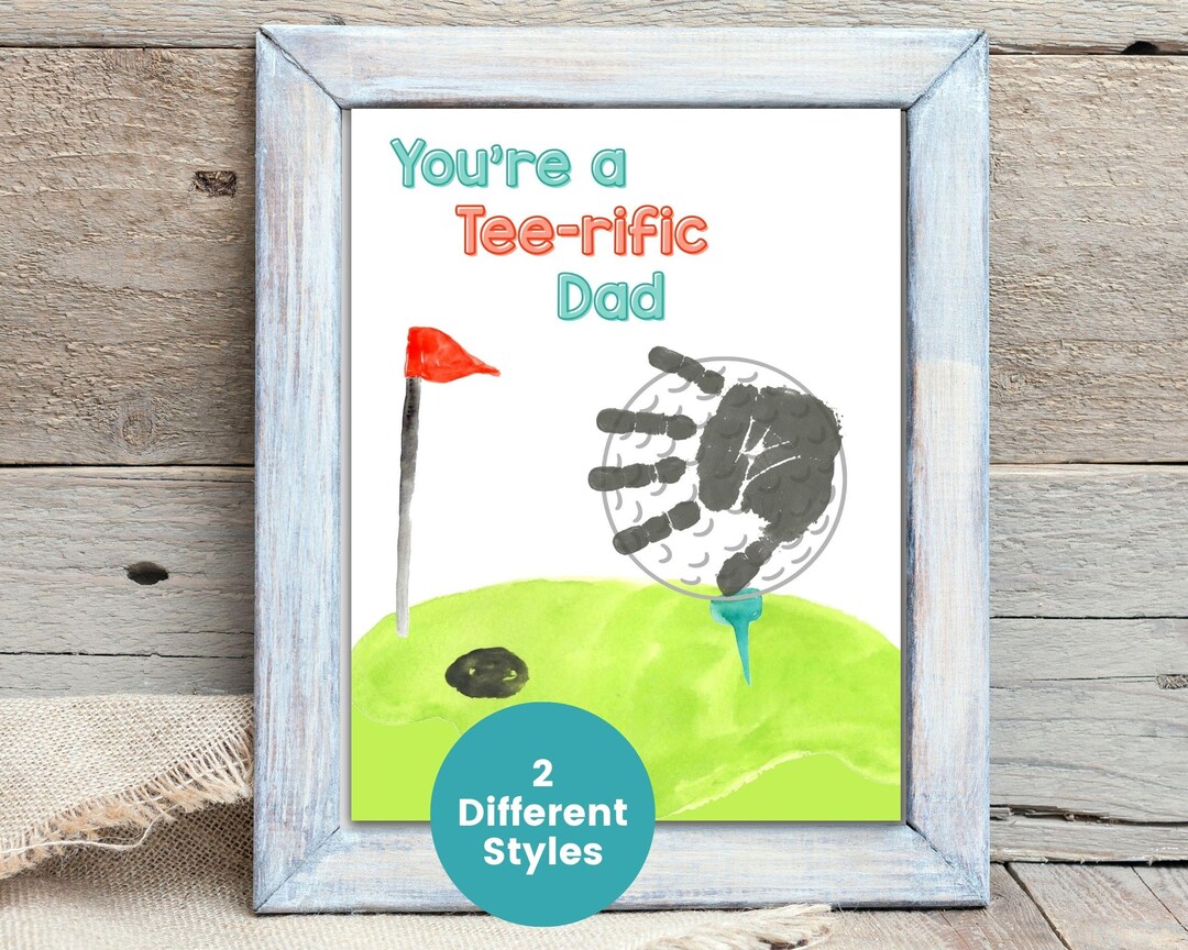 Golf Handprint Craft Printable for Dad, Fathers Day Card Kids, Tee ...