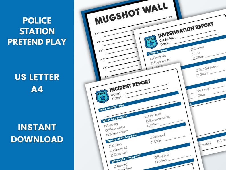 Police Station Pretend Play Printable, Police Dramatic Play Set ...