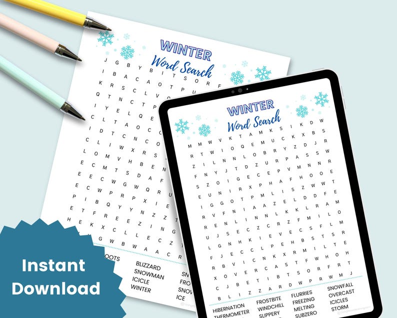 Winter Word Search Printables | Winter Word Search for Kids | Winter ...