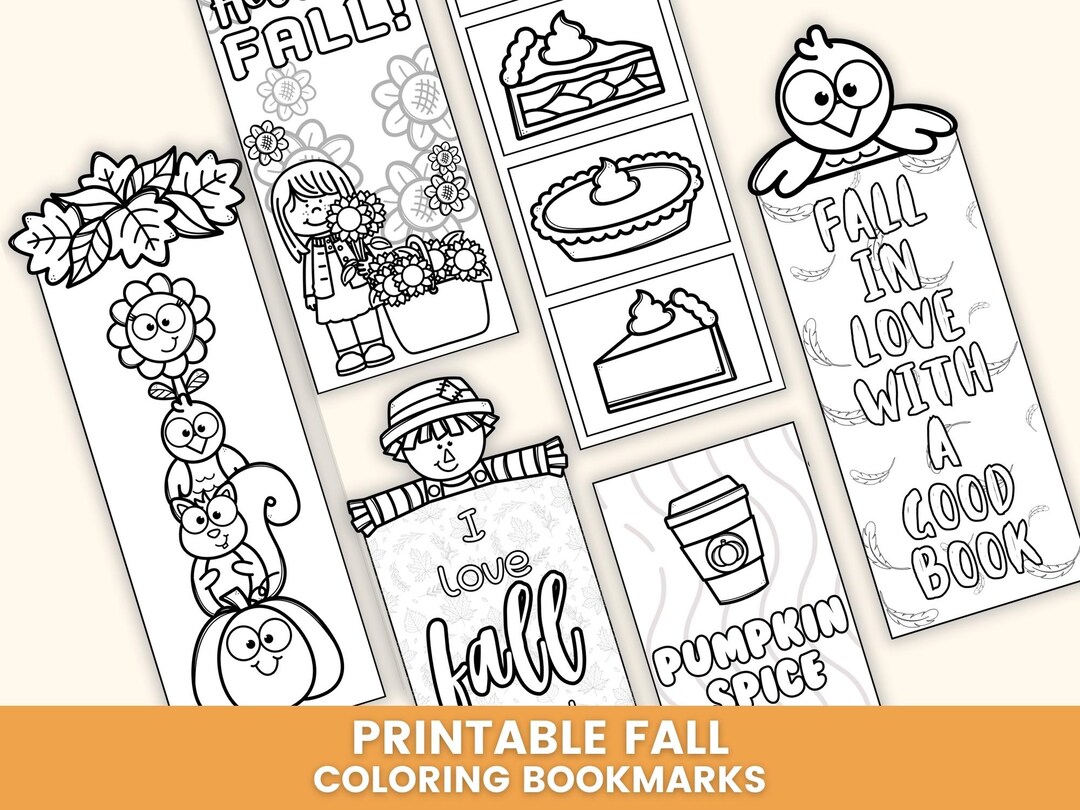 Fall Coloring Bookmarks | Printable Fall Bookmarks to Color | Autumn ...