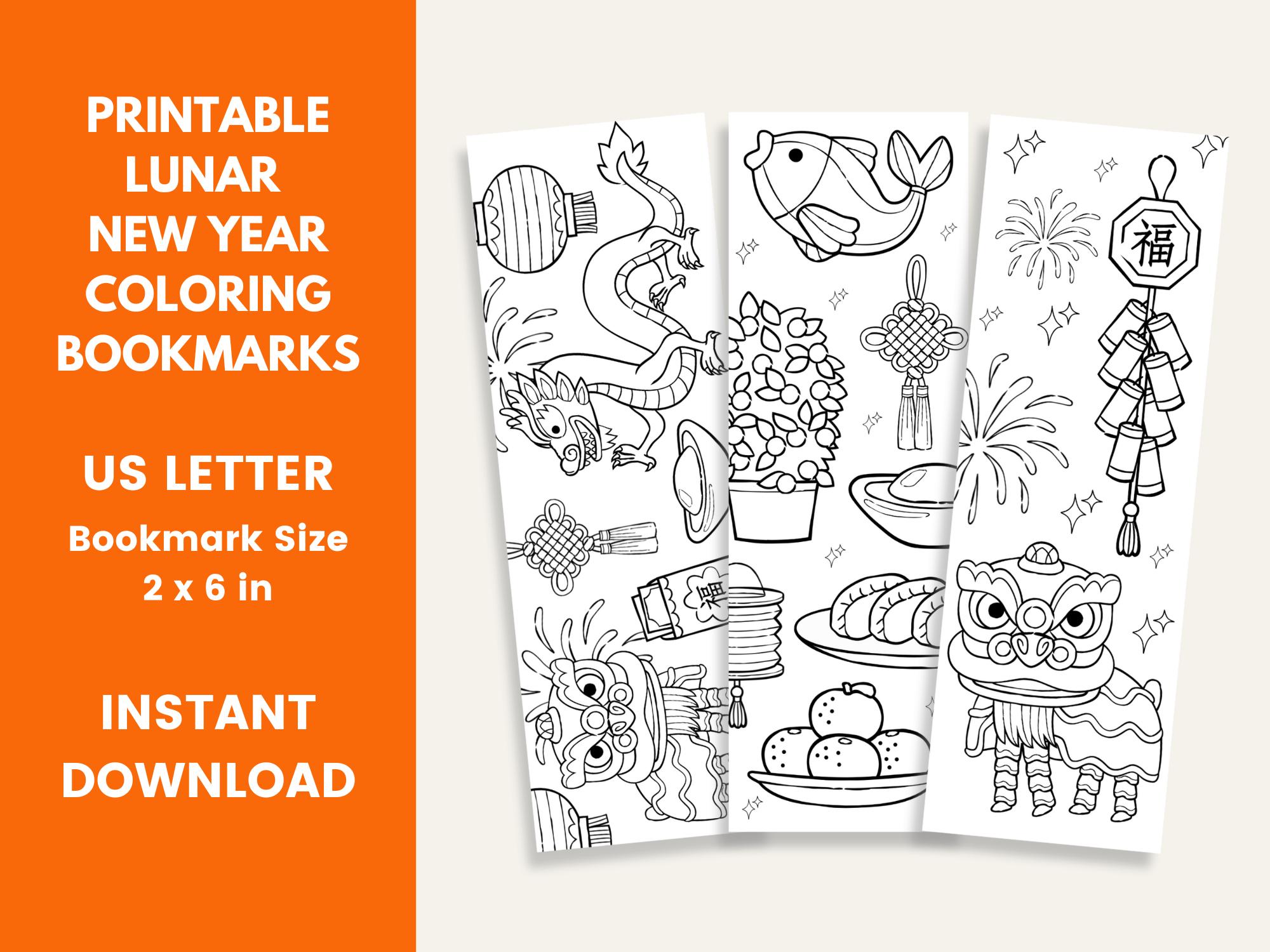 Printable Lunar New Year Coloring Bookmarks | Chinese New Year Activity ...