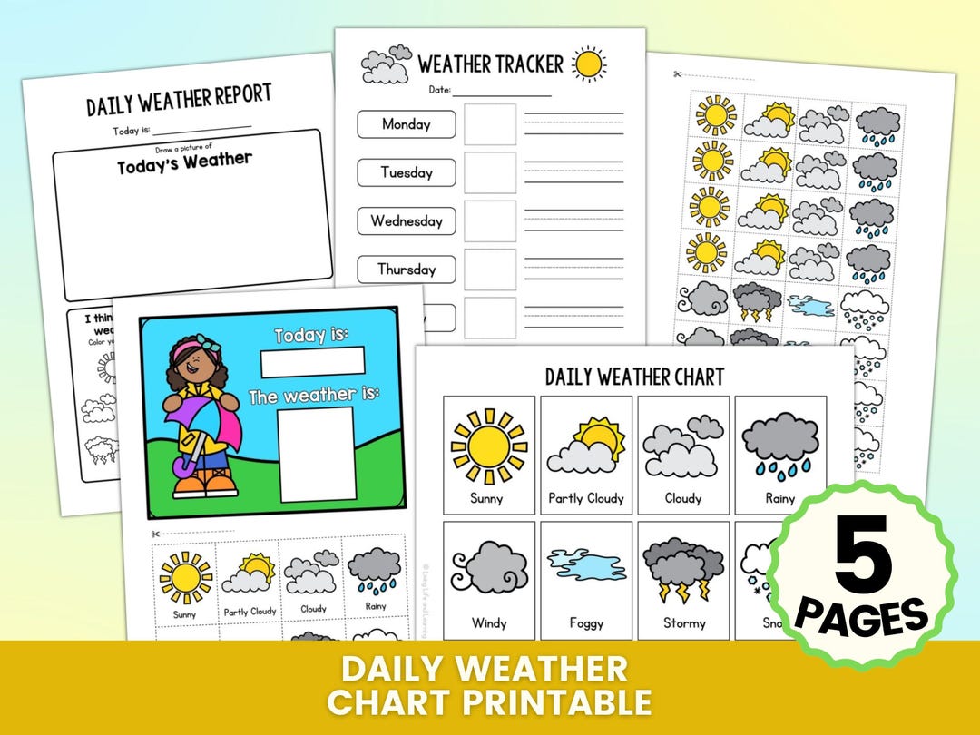 Daily Weather Chart Printable, Weather Tracker for Kids, Preschool ...