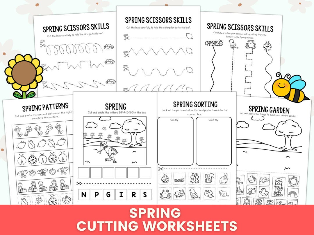 Spring Cutting Worksheets | Preschool Scissor Skills Activities ...