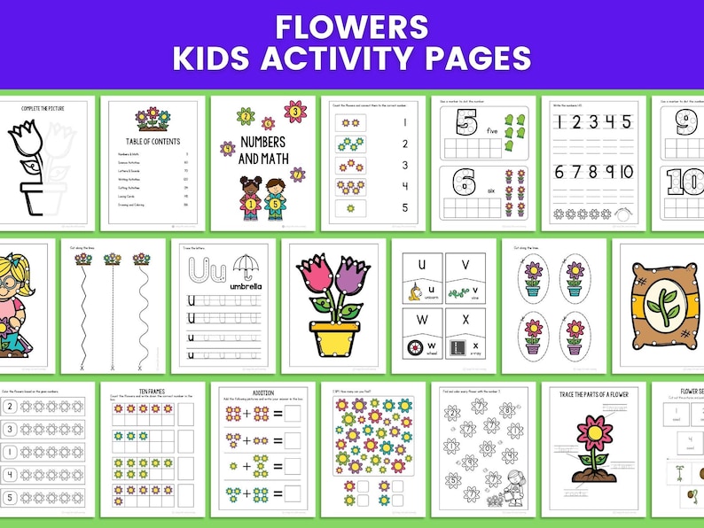 Flower Unit Study, Printable Flower Activity Pack, Spring Literacy Set ...